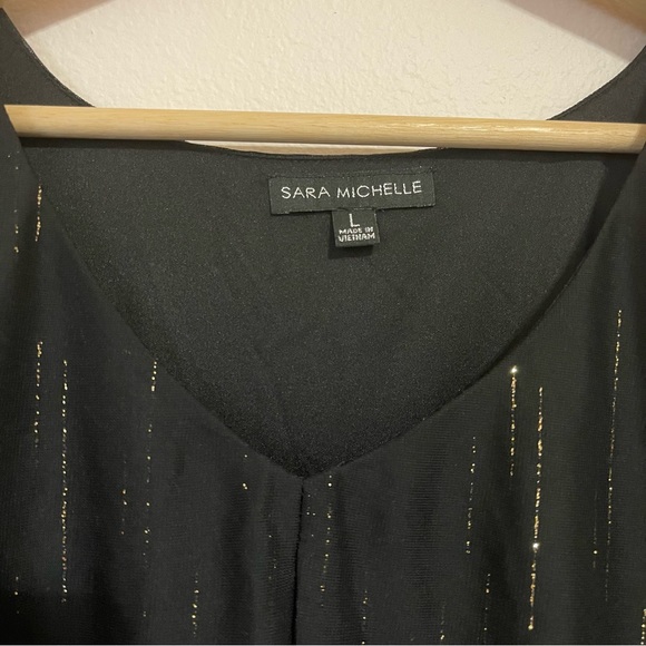 Sara Michelle | Tops | Sara Michelle Black Gold Shimmer Blouse | Poshmark
